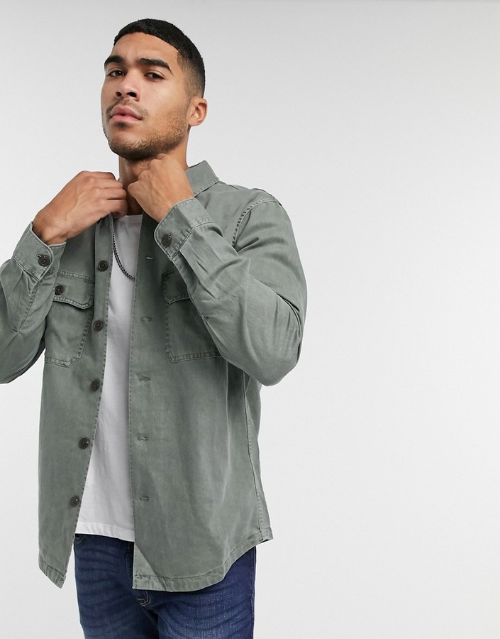 Abercrombie & Fitch heavy flannel overshirt in dark gray - ShopStyle ...