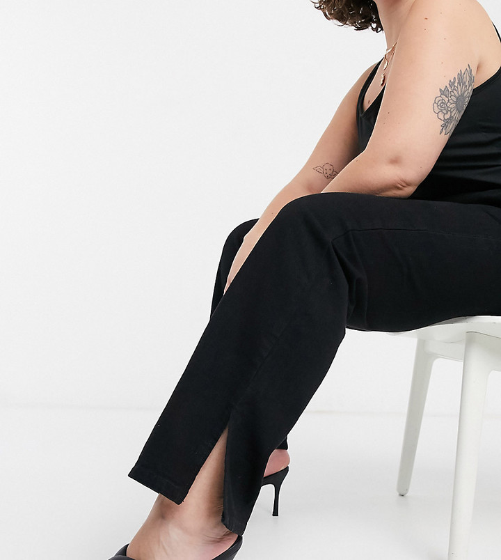 In The Style Plus x Shaughna high waist flared jeans with side splits ...