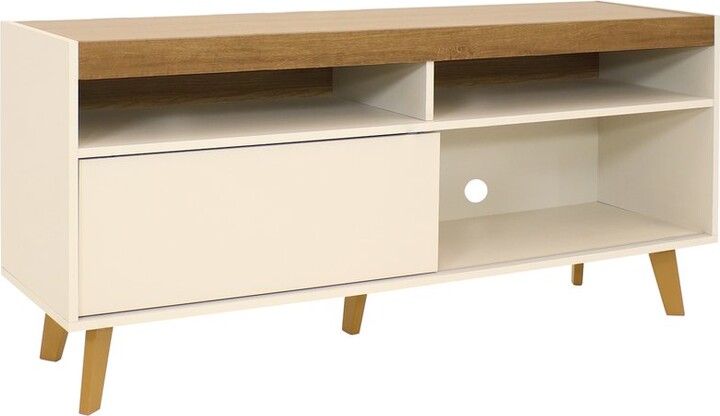 Sunnydaze Decor Mid-Century Modern TV Stand Console for 58" TV - White ...