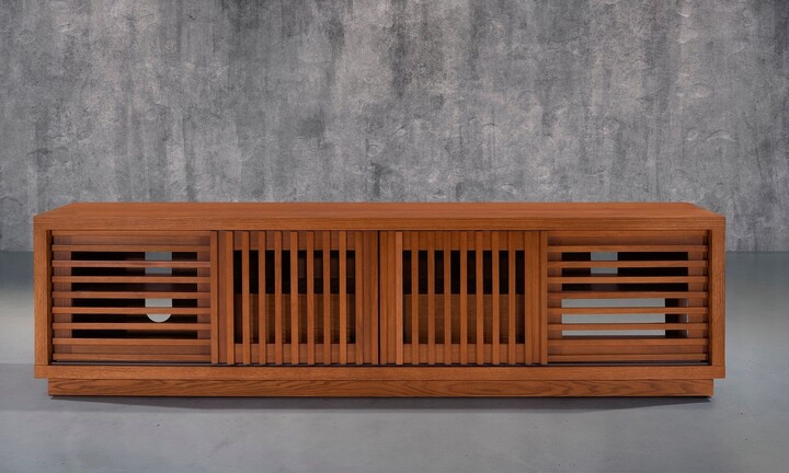 Furnitech 82-inch Contemporary Rustic Honey Oak TV Stand Media Console ...