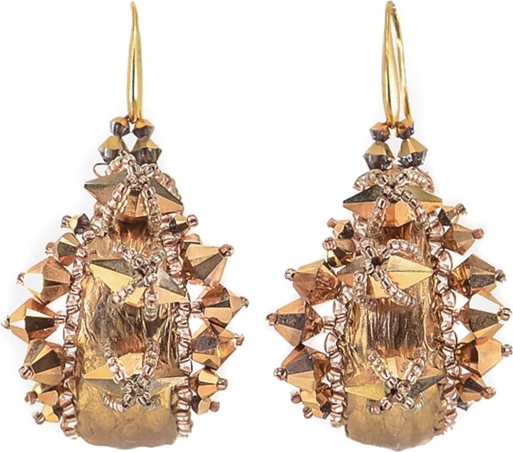 Elevée Jewels Women's Bella Spiked Rose Gold Small Hoop Earrings ...
