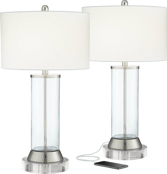 360 Lighting Watkin Modern Table Lamps Set of 2 with Round Risers 28 1/ ...