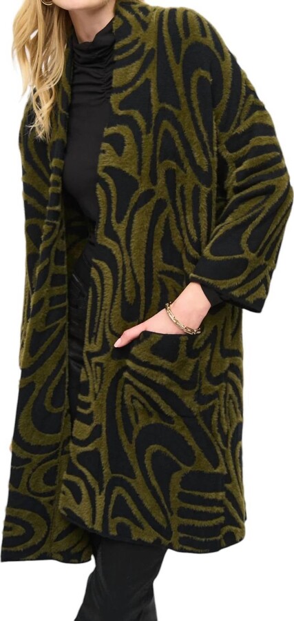 Joseph Ribkoff Oversized Abstract Winter Cardigan In Black/iguana ...