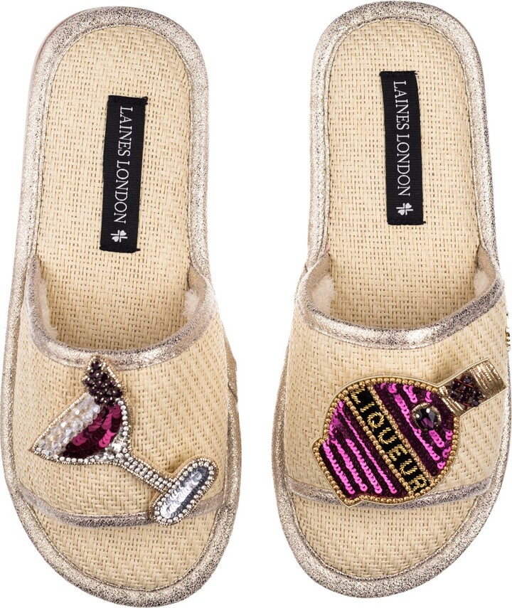 LAINES LONDON - Straw Braided Sandals With Handmade Raspberry Liqueur ...