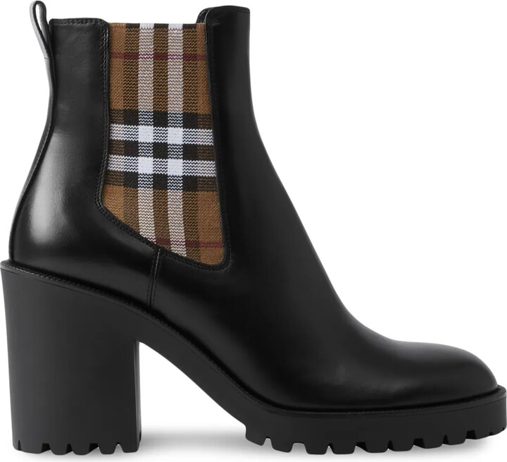 Burberry Checkered Panel Ankle Boots - ShopStyle