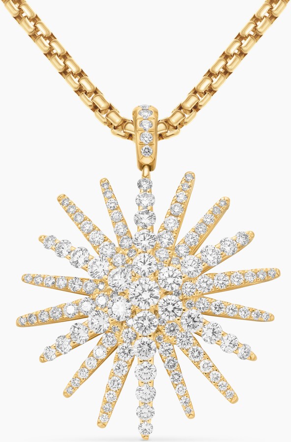 David Yurman Starburst Pendant in 18K Yellow Gold with Full Pav ...