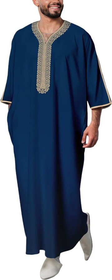 XBlave Prayer Clothing for Men Muslim Kaftan Men's Burka Arabic ...