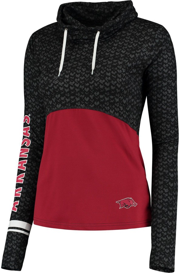 Colosseum Women's Black/Scarlet Arkansas Razorbacks Scaled Cowl Neck ...