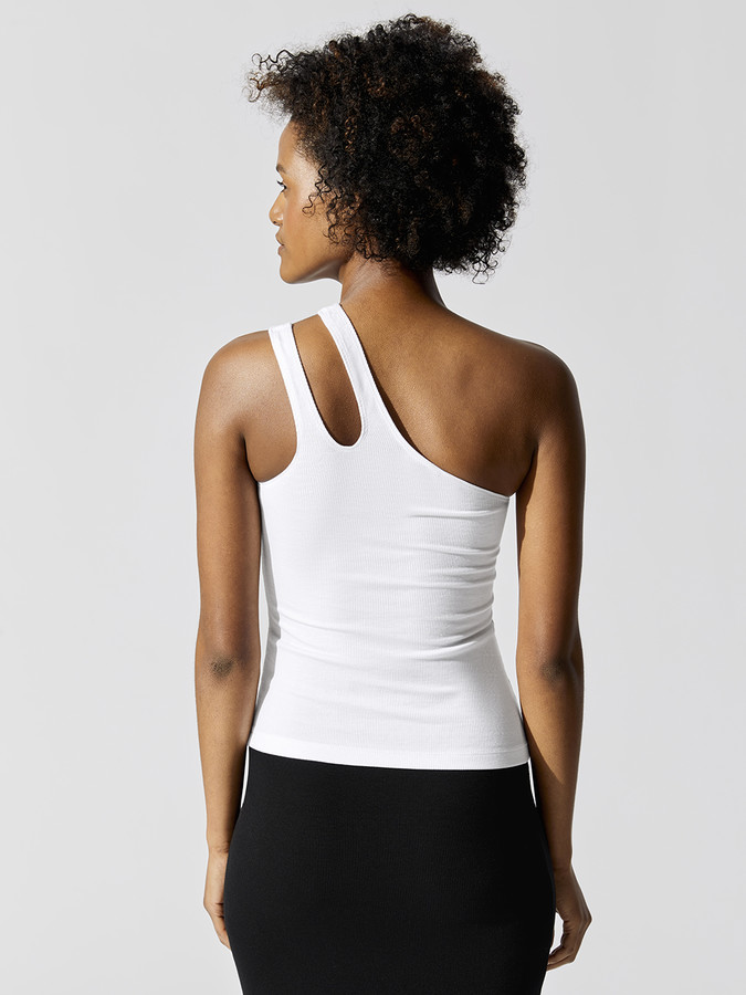 Carbon38 One Shoulder Double Strap Ribbed Tank - ShopStyle Activewear Tops
