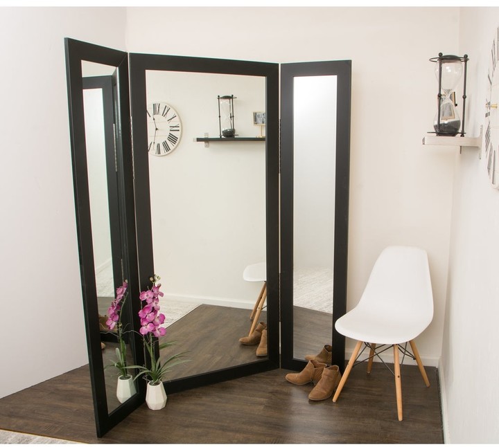 BrandtWorks Full Body Modern Black Trifold Mirror - ShopStyle