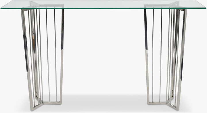 Libra Interiors Abington Stainless Steel Frame and Clear Glass Console ...