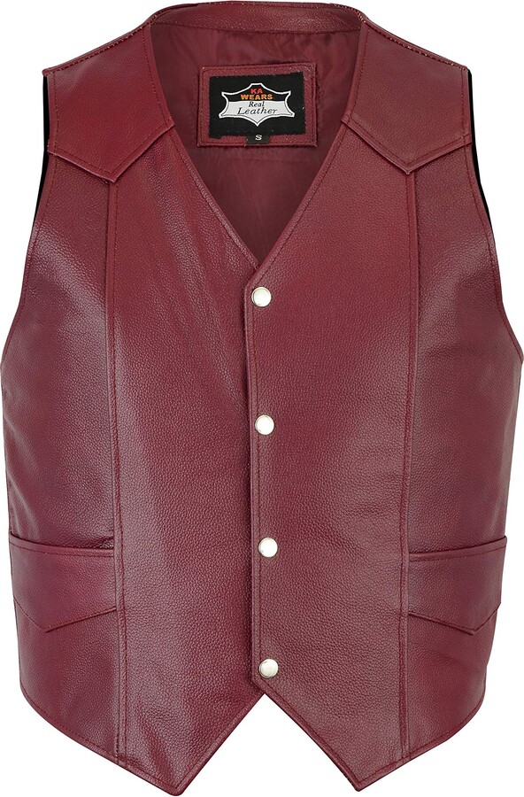 KA Wears Real Biker Leather Waistcoat Motorcycle Vest Motorbike Pockets ...