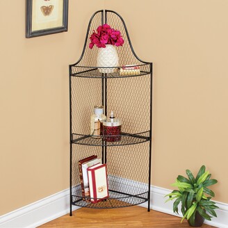 Collections Etc Farmhouse Black Mesh Wire Three Tier Corner Shelf - 25. ...