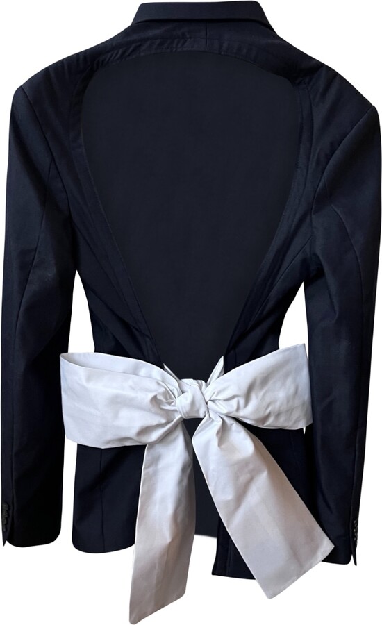 London Atelier Byproduct Navy Blazer With Backless Cut Out & White Wrap ...