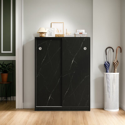 Corrigan Studio 30-Pair Faux Marble Shoe Cabient, Modern Minimalist ...