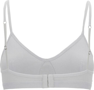 Marine Serre White Bra with Contrasting Logo Detail in Ribbed Cotton ...