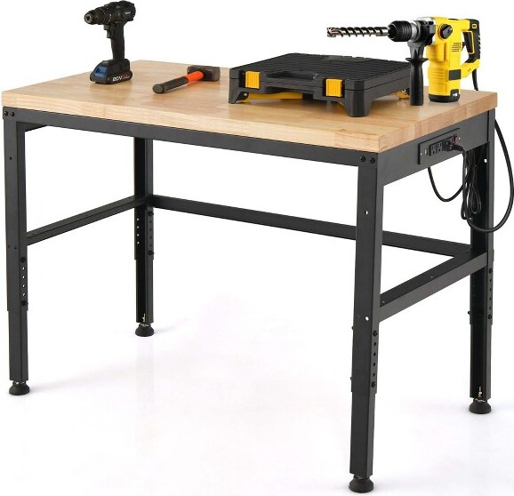 Costway 48" Adjustable Work Bench Heavy-Duty Steel Frame Worktable with ...