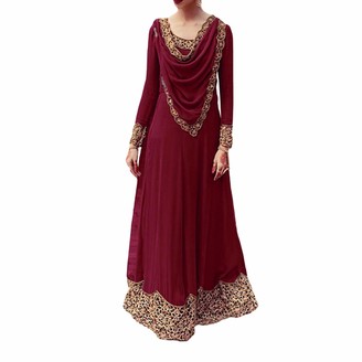 Mxssi Women Middle East Dress Long Sleeve Loose Fit Robes Elegant ...