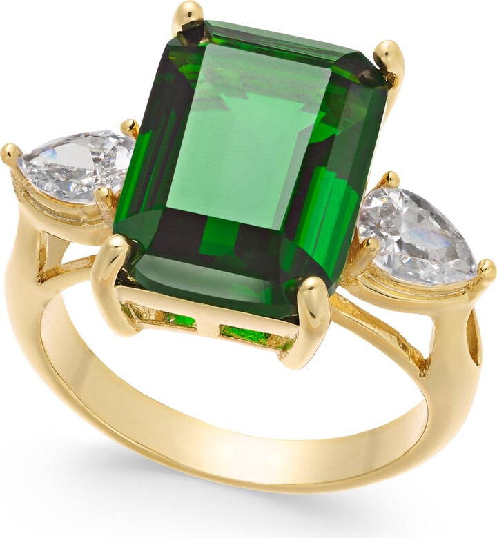 Charter Club Emerald Cut Crystal Ring in Silver Plate, Gold or Rose ...