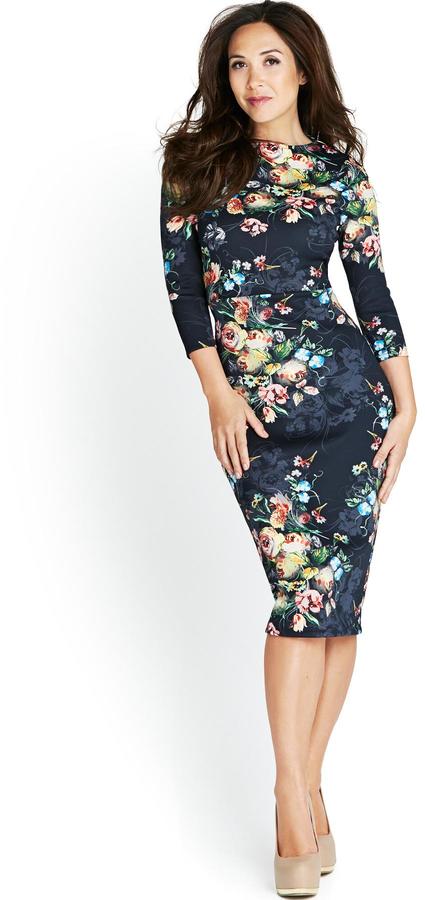 Myleene Klass Floral Print Scuba Midi Dress - ShopStyle