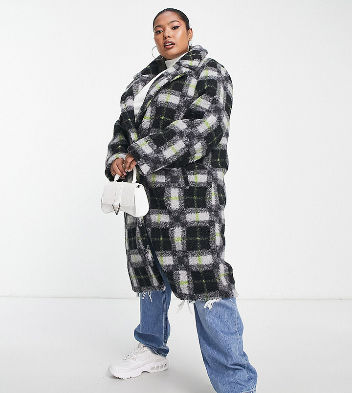 Threadbare Curve Threadbare Plus Bear oversized teddy borg coat in ...