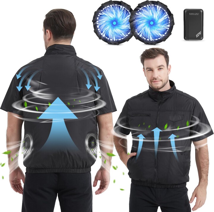 Foiueyga Men's Cooling Jacket Short Sleeve for Hot Weather Electric ...