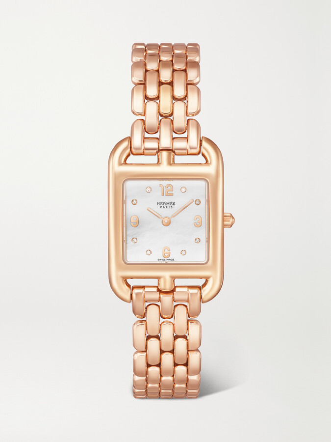HERMÈS TIMEPIECES Montre Cape Cod 31mm Small 18-karat Rose Gold Diamond ...