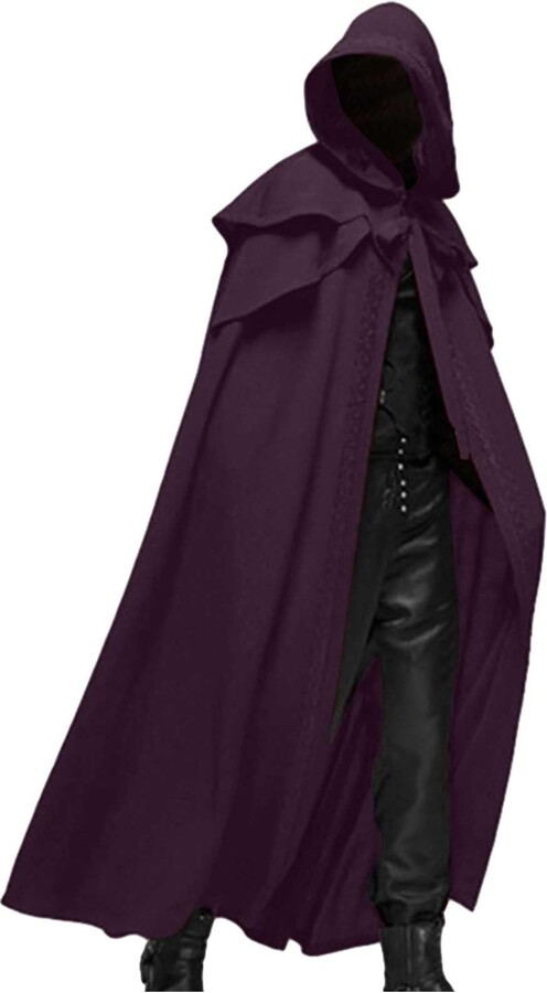 VPQILH Men Gothic Cloak Wizard Hooded Robe Cape Renaissance Patchwork ...