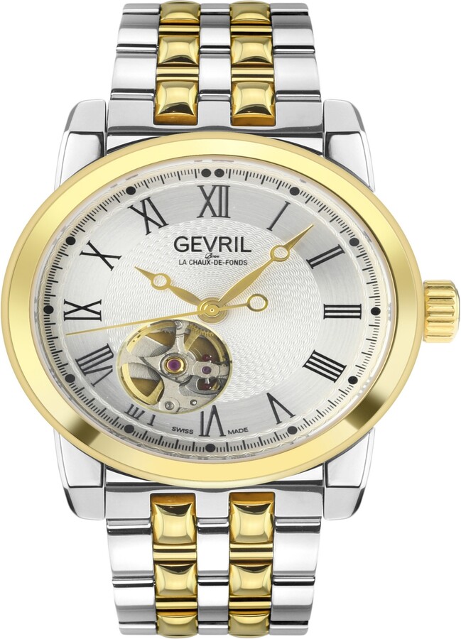 Gevril Men's Madison Swiss Automatic Two-Tone Stainless Steel Bracelet ...
