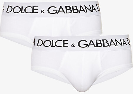 Dolce & Gabbana Mens White Pack of two Logo-waistband Low-rise Stretch ...