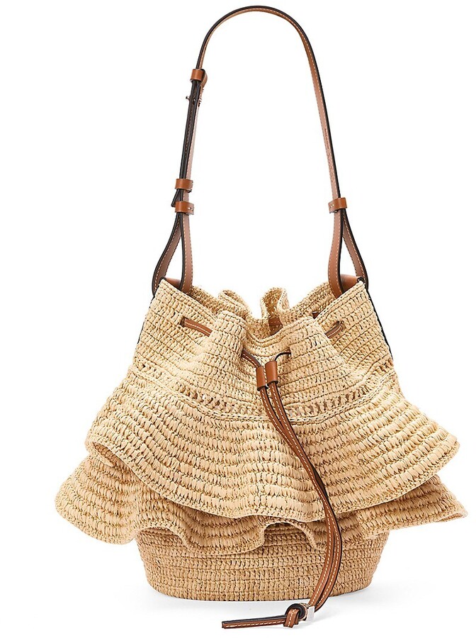 Loewe Balloon Ruffled Raffia Bucket Bag - ShopStyle