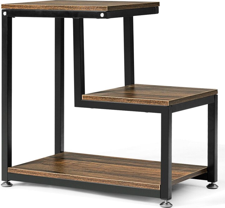 Slickblue 3-Tier Ladder-Shaped Chair Side Table with Storage Shelf ...