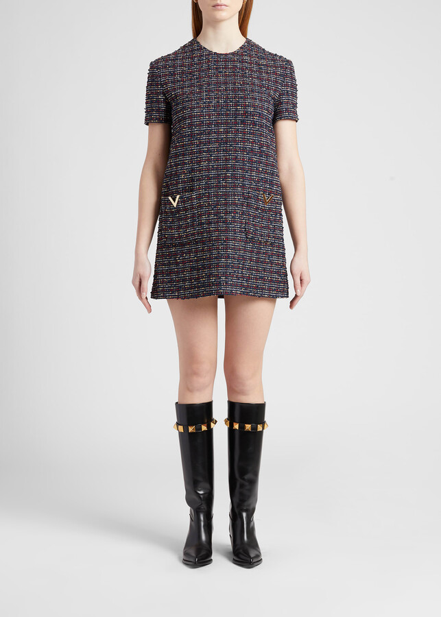 Valentino Garavani Tweed Shift Mini Dress - ShopStyle