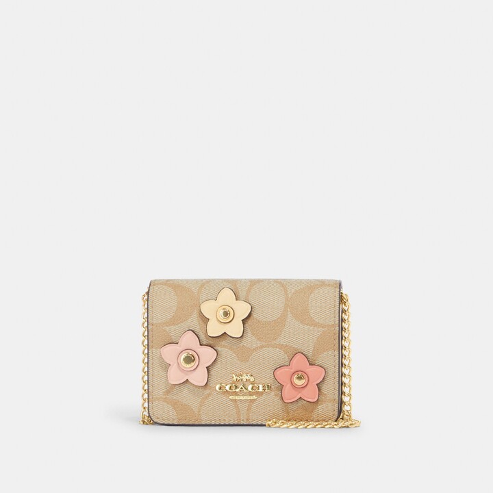 Coach Outlet Mini Wallet On A Chain In Signature Canvas With Floral ...
