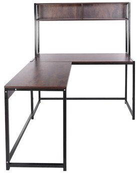 Inbox Zero Wooden L-Shaped Corner Computer Desk, PC Study Desk With ...