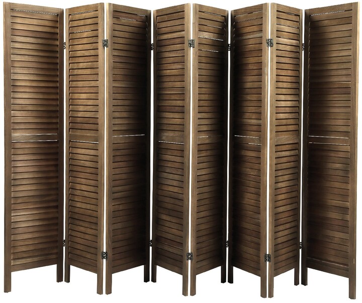 Aoolive Wood 8 Panel Screen Folding Louvered Room Divider Privacy ...