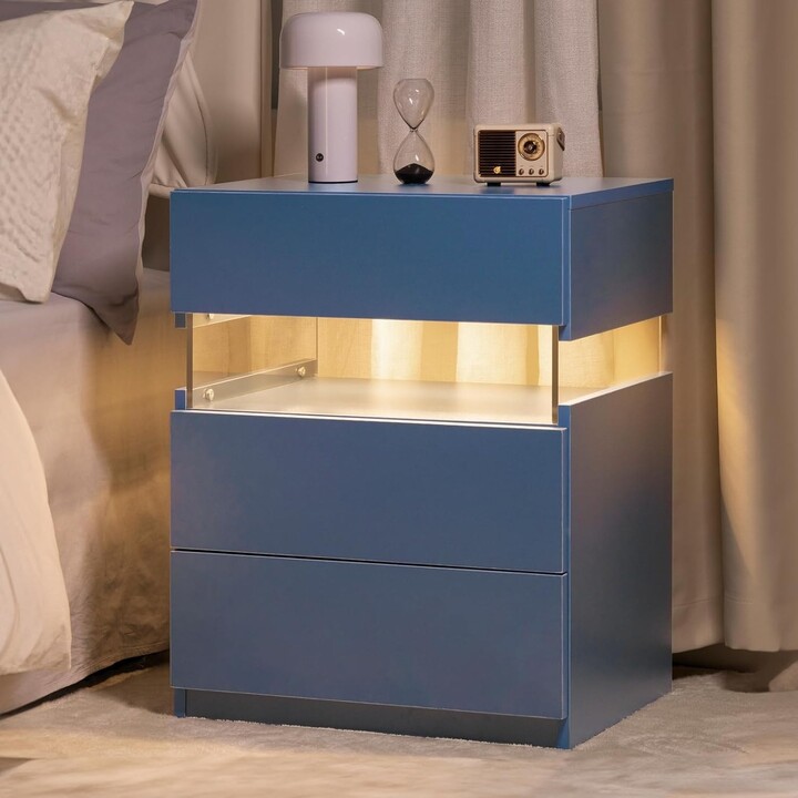 GREATPLANINC Nightstand Acrylic Board LED Bedside Tables, End Table ...