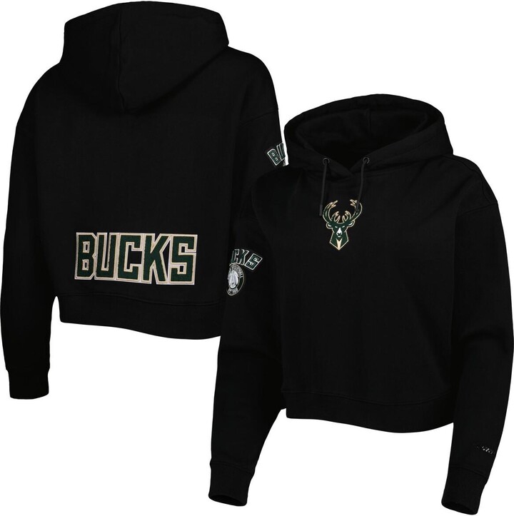 Women's Pro Standard Black Milwaukee Bucks Classic Fleece Cropped ...