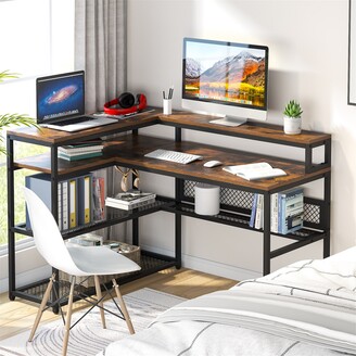 Lee Furniture 53 Inch L-Shaped Computer Desk,Industrial Large Corner ...