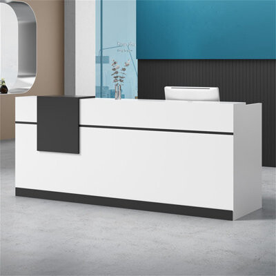 Inbox Zero Marvina 2 Person Rectangular Laminate Reception Desk with ...