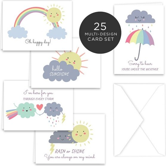 Paper Frenzy Weather Greetings Petite Note Cards & White Envelopes - 25 ...