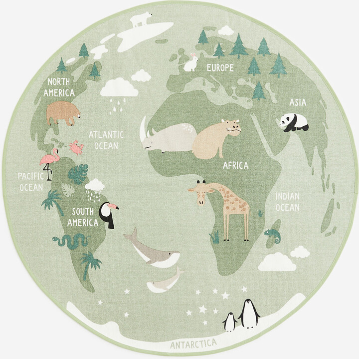 H&M World map round cotton rug - ShopStyle