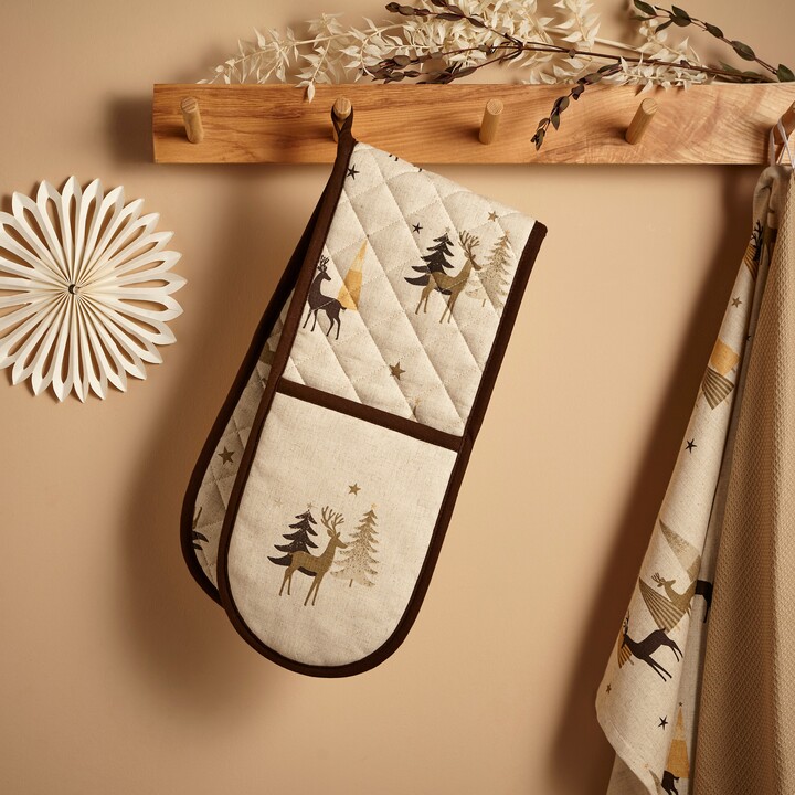 Dunelm Winter Scene Double Oven Glove Cream - ShopStyle Pot Holders