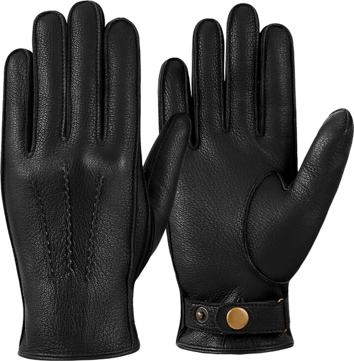 GSG SINCE 1998 GSG Men's Luxury Leather Gloves Sheepskin Wool Lined ...
