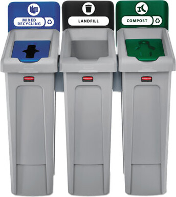 Rubbermaid Commercial Products Slim Jim Station Kit 3-Stream Landfill ...