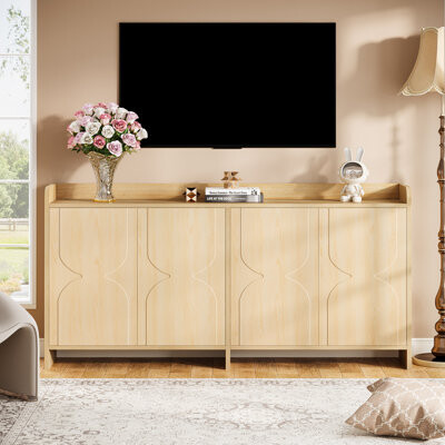 Ebern Designs Sideboard Buffet Cabinet With Storage, 63-Inch Modern Wood Sideboard Cabinet With ...