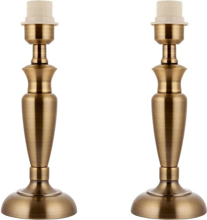 Loops 2 PACK - Brass Table Lamp Light 310mm Tall Aged Metal Base Only ...