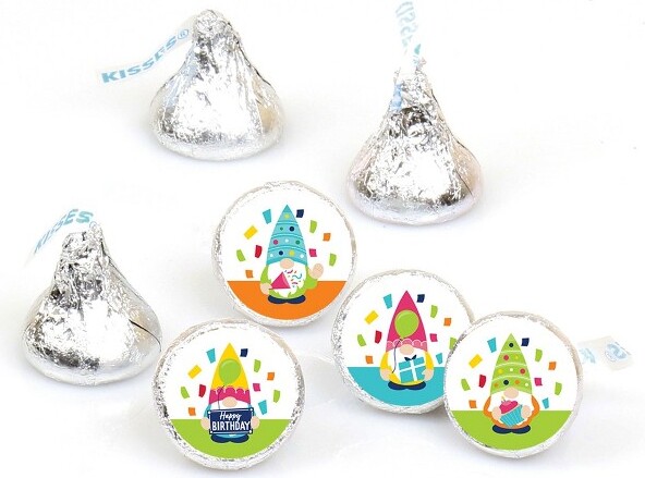 Big Dot of Happiness Gnome Birthday - Happy Birthday Party Round Candy ...