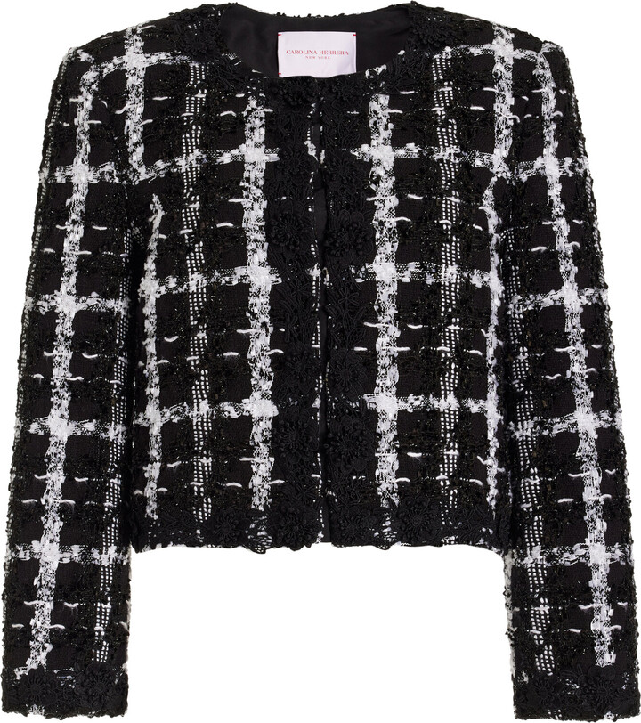 Carolina Herrera Collarless Tweed Jacket - ShopStyle