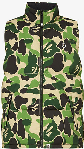 ens Green Camouflage-print Funnel-neck Shell Gilet - ShopStyle Vests